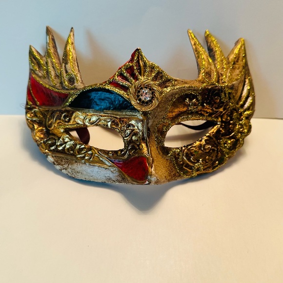 Other | Handmade Gold And Red Venetian Mask With Crystal Detail Design ...